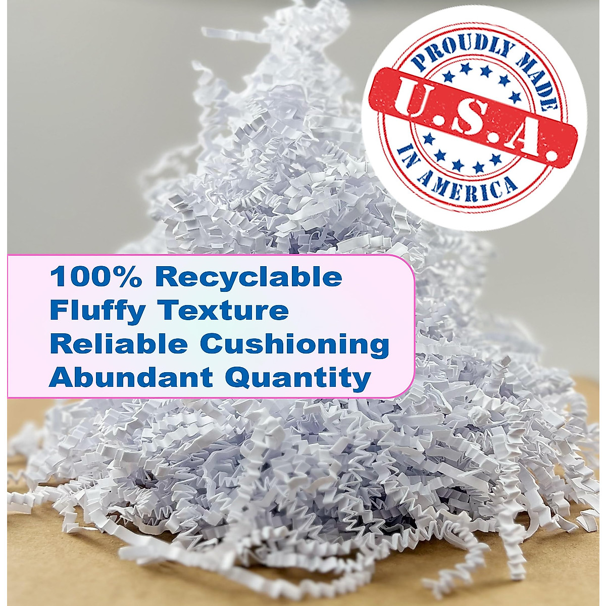 Mighty Gadget 1 LB White Crinkle Cut Paper Shred Filler for Gift Wrapping & Basket Filling (Made in the USA)