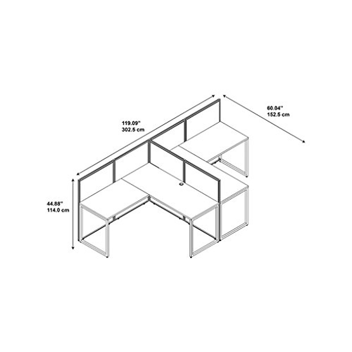 Bush Business Furniture Easy Office 60W Two Person L Shaped Desk Open Office in Mocha Cherry
