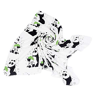 QTECLOR Newborn Receiving Blanket Headband Set - Unisex Soft Baby Swaddle Girl Boy Gifts (Blanket-Panda)