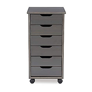 Linon Callie Multipurpose Eight Drawer Dresser Wood Rolling File Cabinet Storage Cart in Gray
