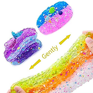 7 Pack Glimmer Crunchy Slime kit,Unicorn Slime Mermaid Slime Strawberry Orange Leaf Slime kit for Girls,Super Soft and Non-Sticky, Birthday Gifts & Party Favors