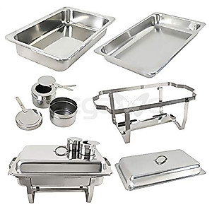 TimmyHouse Catering Stainless Steel Chafer Chafing Dish Sets 8 Qt Full Size Buffet 4 Pack