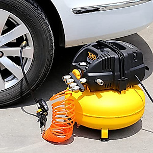 ZaraApex Pancake Portable Electric Oil Free Air Compressor with two couplers, 6 Gallon, 135 PSI