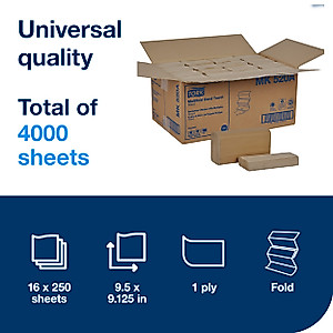 Tork Multifold Hand Towel Natural H2, Universal, 100% Recycled Fibers, 16 x 250 Sheets, MK520A