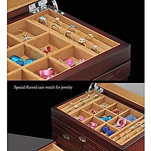 Yalych Jewelry Box Jewelry Case Wood Jewelry Box 6 Layer Jewelry Case with Mirrored Watch Organizer Huge Box Jewelry Organizer