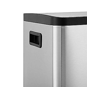 SONGMICS Trash Can, 12-Gallon Pedal Garbage Can, Stainless Steel Step Bin, Plastic Inner Bucket and Lid, Soft Closure, Fingerprint Proof, for Kitchen, Living Room, Silver ULTB007E01