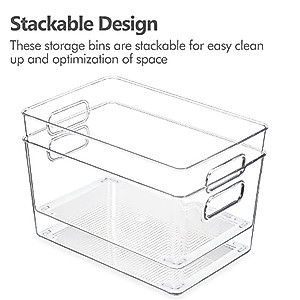 YIHONG Clear Pantry Storage Organizer Bins, 6 Pack Plastic Food Storage Bins with Handle for Kitchen,Refrigerator, Freezer,Cabinet Organization and Storage