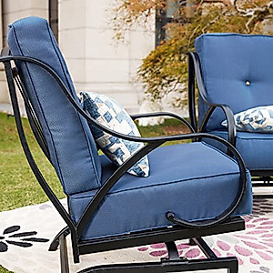 LOKATSE HOME 2 Piece Patio Outdoor Dining Chair Bistro Conversation Set Metal Frame Furniture with Cushion, Blue