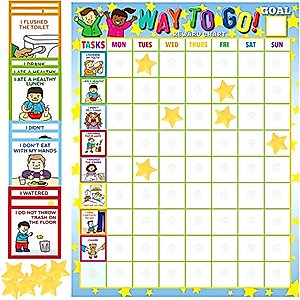 Youngever Reward Chart, Responsibility Chart, Magnetic Chore Chart,"Way to Go" Behavior Chart for Kids with 75 Behavioral Chores, 17.5 x 13.5 Inch