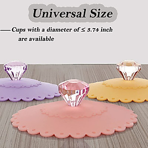 Fellibay Silicone Cup Lids Diamond Flexible Mug Covers Reusable Tea Coffee Cup Covers Anti-dust Airtight Seal Cup Lids Glass Cup Universal Lids for Home Kitchen Using 6pcs