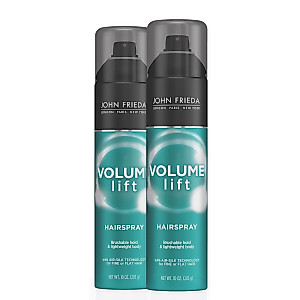 John Frieda Volume Lift Hairspray, Volumizing Hairspray with Air-Silk Technology for Fine or Flat Hair, Adds Body, Long-Lasting Hold, and Fullness for Fine, Thin Hair, 10 Oz, Pack of 2
