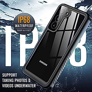 Oterkin for Samsung Galaxy S23 Case Waterproof, Galaxy S23 Case with Built-in Screen Protector [Support Fingerprint Unlock][360°Full Body Protection][12FT Military Grade] Rugged S23 Phone Case (Black)
