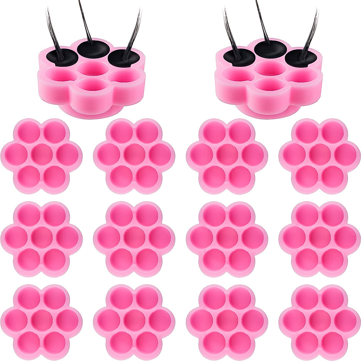 200 Pieces Flower Shape Glue Cup Lash Glue Holder Eyelash Extension Flower Pallet Grafting Eyelash Cup False for Women Girls Extension Supply