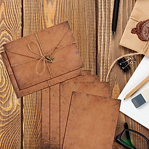 Vintage Stationary Paper and Envelopes Set, Writing Stationery Paper Letter and Envelopes Includes Sheets Antique Letter Papers, Kraft Envelopes, Retro Accessories, Rope (60 Pieces)