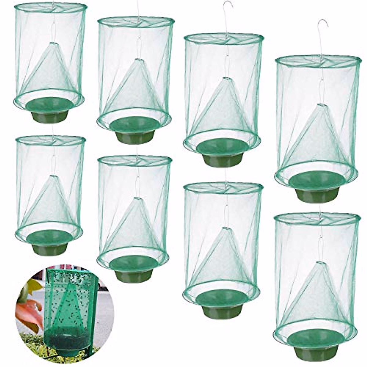 Ckyuna 8 Pack Fly Trap Garden Ranch Orchard Trap,Ranch Fly Trap Flay Catcher, The Most Effective Trap Ever Made with Pots Flay Catcher New Fly Red Drosophila
