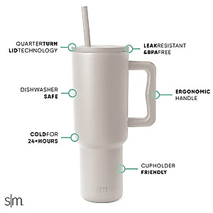 Simple Modern 50 oz Mug Tumbler | 50oz | Graphite & 40 oz Tumbler with Handle and Straw Lid | Insulated Cup Reusable Stainless Steel Water Bottle Travel Mug Cupholder