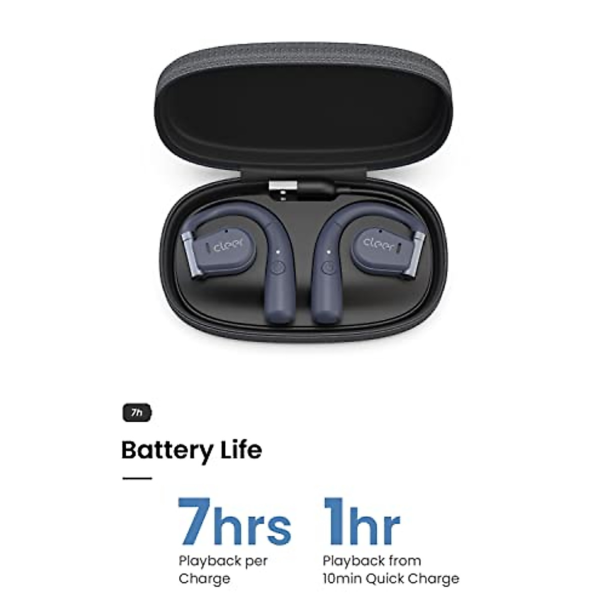 Cleer Audio ARC Open-Ear True Wireless Headphones with Touch Controls, Long-Lasting Battery Life, Touch Control, and Powerful Audio for Music, Podcasts, and More (Blue)