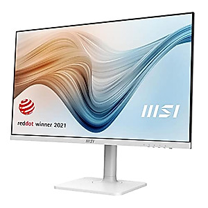 MSI Modern MD271QPW, 27" Monitor, 2560 x 1440 (QHD), IPS, 75Hz, TUV Certified Eyesight Protection, 5ms, HDMI, Displayport, USB C, Tilt, Swivel, Height Adjustable, Pivot