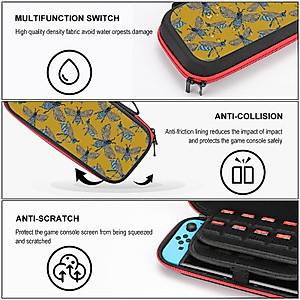FunnyStar Fashion Bees Carrying Case Protective Shell Handbag for Nintendo Switch with 20 Game Card Bag