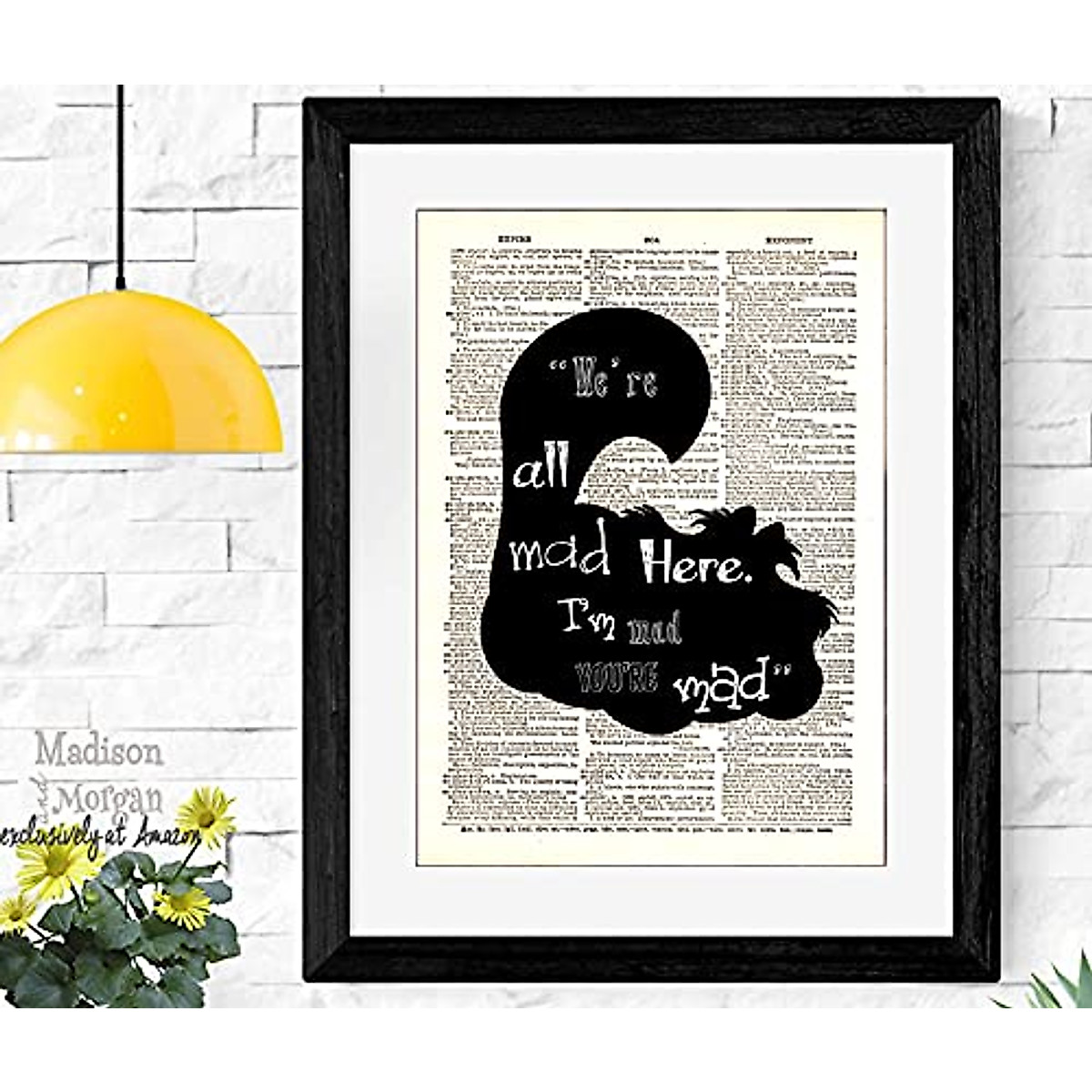 Alice In Wonderland Mad Hatter: The Secret Alice. Decor - 4 piece set - Dictionary Art Print Quotes and Sayings Print - UNFRAMED 9 X 11 inches
