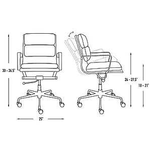 Laura Davidson Furniture SOHO II Padded Management Chair for Office & Dining with Swivel, Made of Faux Leather, Brown