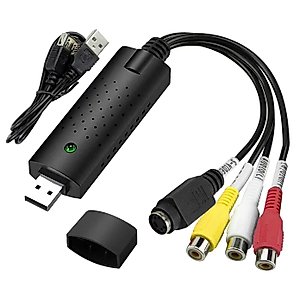 YUANLY VHS to Digital Converter,Video Capture Card USB 2.0 Audio Video Capture Card Device Old VHS Mini DV Hi8 DVD VCR to Digital Converter for Mac,PC Support Windows 2000/10/8/7/Vista/XP/Android