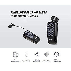 Fineblue F Plus Wireless Clip-on Bluetooth V4.0 / V4.1 Headset Headphone Hands-Free Supports for iOS and Android System - Black