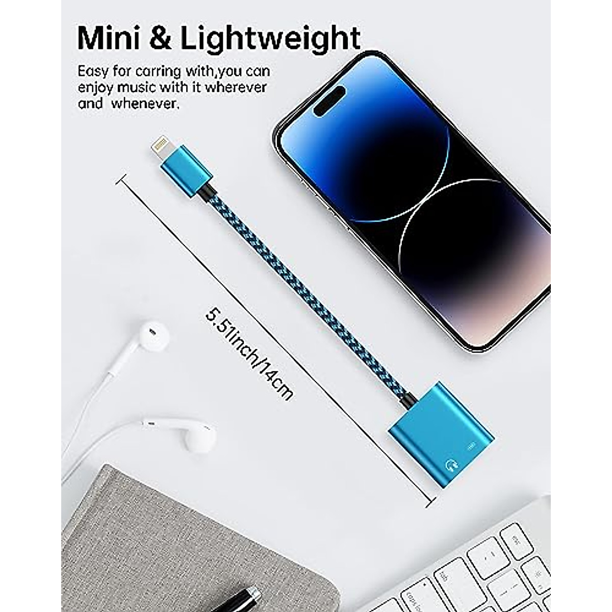 iPhone Aux Adapter, 2 in 1 Dual Lightning to 3.5mm Audio Jack & Charger [Mfi Certified] Dongle Cable Splitter for Apple Converter Compatible with iPhone 14 Pro Max 13 12 11 XR XS X 8 Plus, iPad iPod