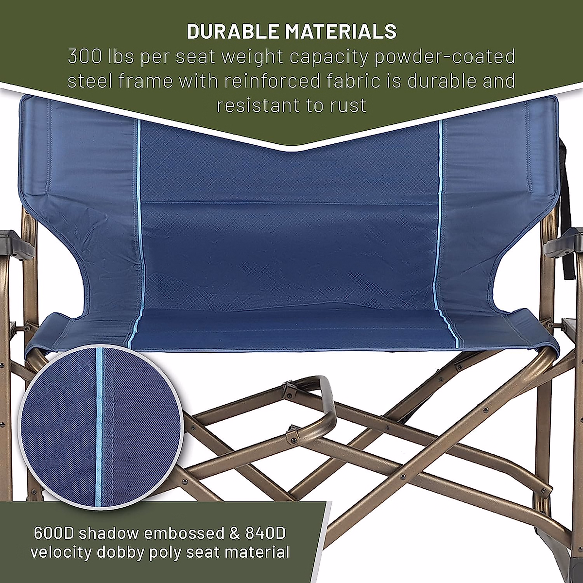 TIMBER RIDGE Director Chair, 16.54" x 37.8" x 35.04", Blue