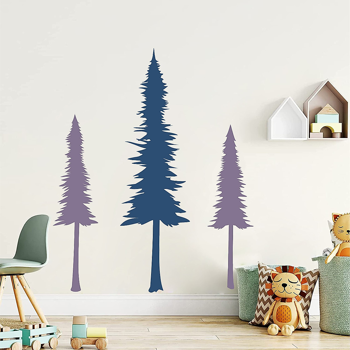 Large Pine Tree Wall Stickers Ever Green Tree Wall Decals Peel and Stick Forest Pine Tree Nursery Room Art Kids Room Bedroom Decoration