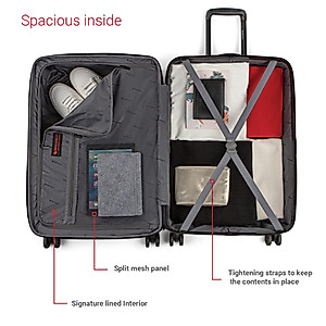 Swiss Mobility LAX Collection 3 Piece Hard Shell Luggage Set, Expandable Suitcases with 360-Degree Spinner Wheels, Retractable Handle, 20 Inch Carry On, 24 Inch Mid-size, 28 Inch Large Bags, Blue