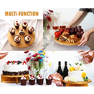 VSUINGO Bamboo Cake Stand, 12 Inch Round Cake Plate, Dessert Stand, Cupcake Stand with Detachable Base, Decorating Cake Holder