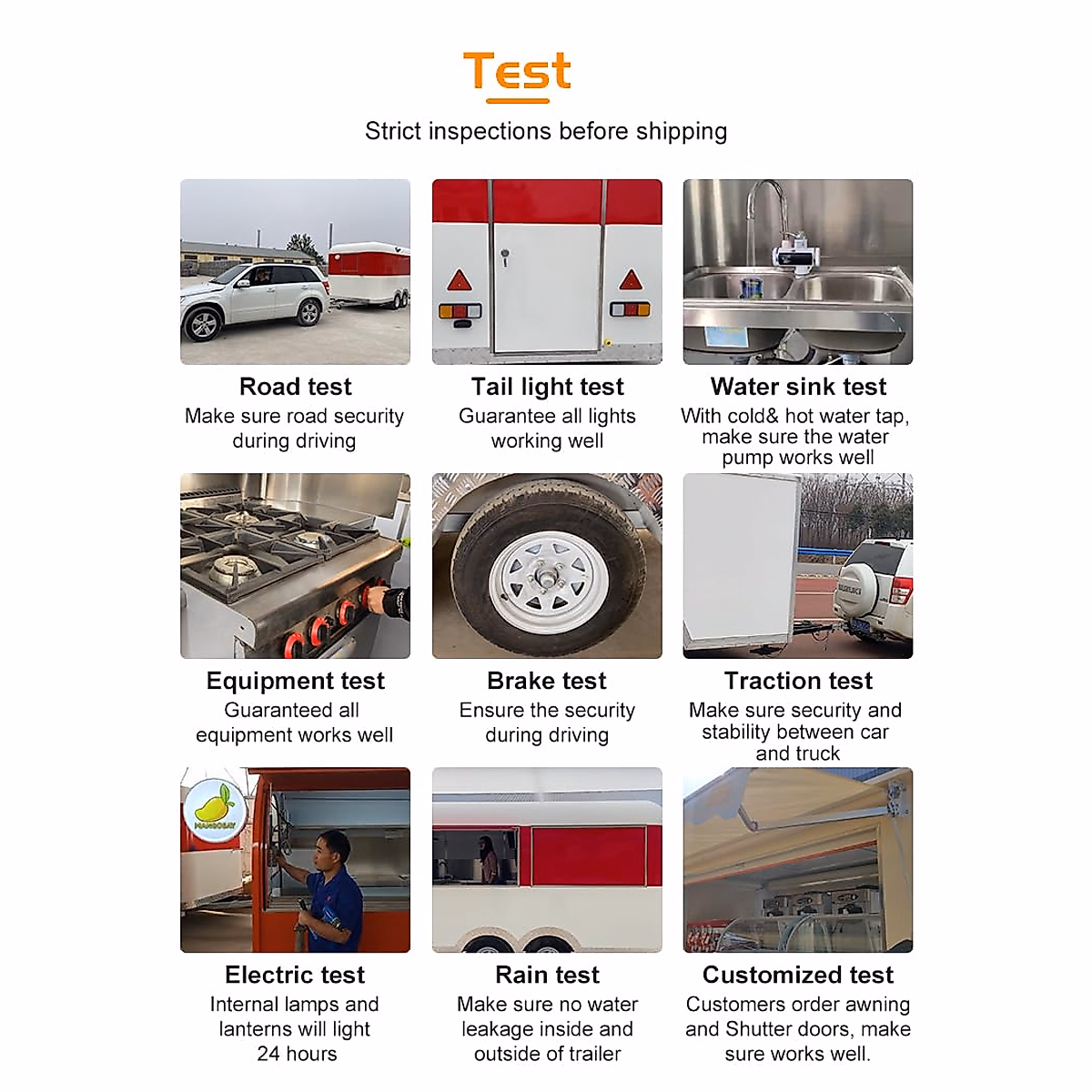 Mobile Food Trailer GL-FS250 Compact Shawarma, Coffee & Street Food Kiosk - 8.2 ft x 6.6 ft, Stainless Steel Work Table, Dual Sink, Water System, Electric Box - Ideal for Outdoor Catering and Events