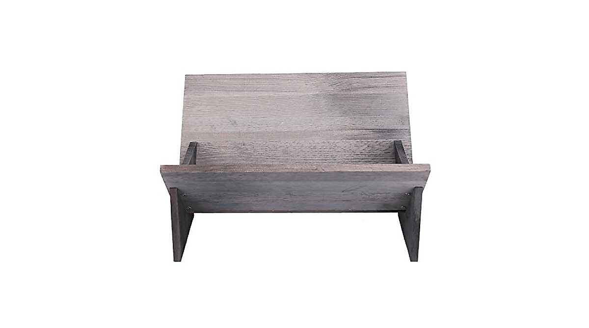 MyGift Rustic Barnwood Gray Tilted Bookcase