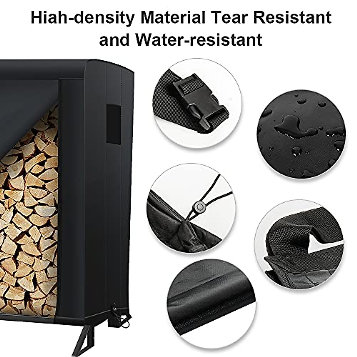 Firewood Rack Outdoor 4 ft, Included Waterproof Cover and Tote Bag, Tubular Steel Wood Log Holder Bearing 2600Ibs, Upgraded Stable Structure Fire Wood Holding Stand Storage Outside Patio Deck
