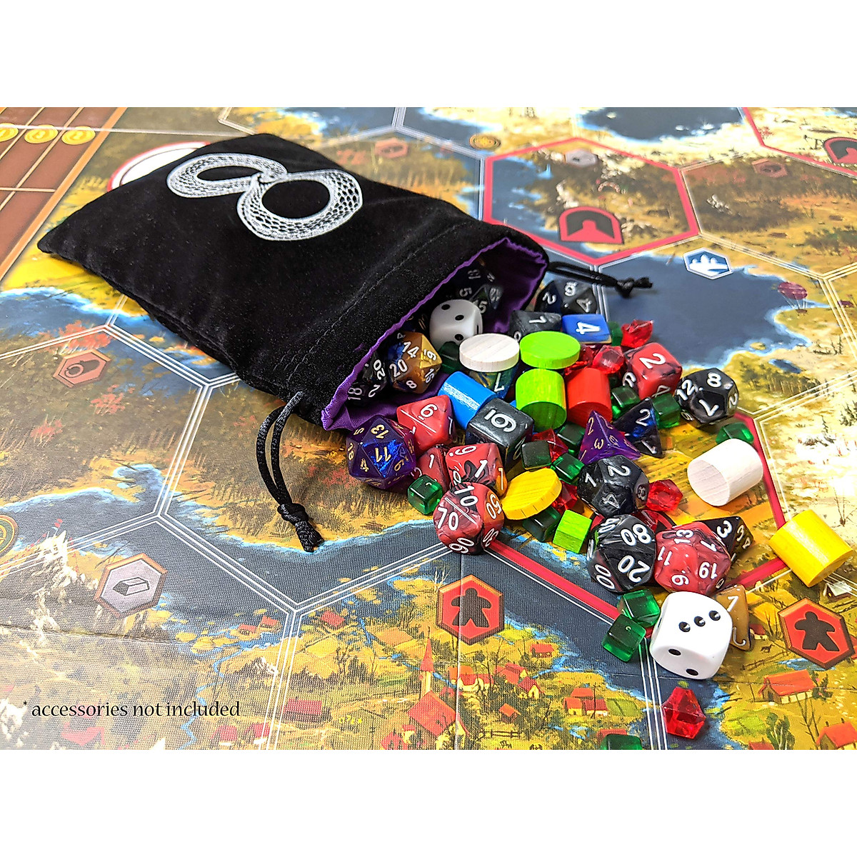 Miriyan Mystical Serpent Tarot & Dice Bag I Velvet & Satin Drawstring Pouch Ideal Size for Tarot Cards & Oracle Cards, DND, D&D, Dungeons and Dragons Accessories, Runes & Jewelry I Travel & Gift Bag