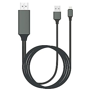 Tek Styz Powered USB-C 4k HDMI Cable Compatible with Motorola One Action Plus USB Charging at Max 2160p@60Hz, 6Ft/2M Cable [Gray, Thunderbolt 3]