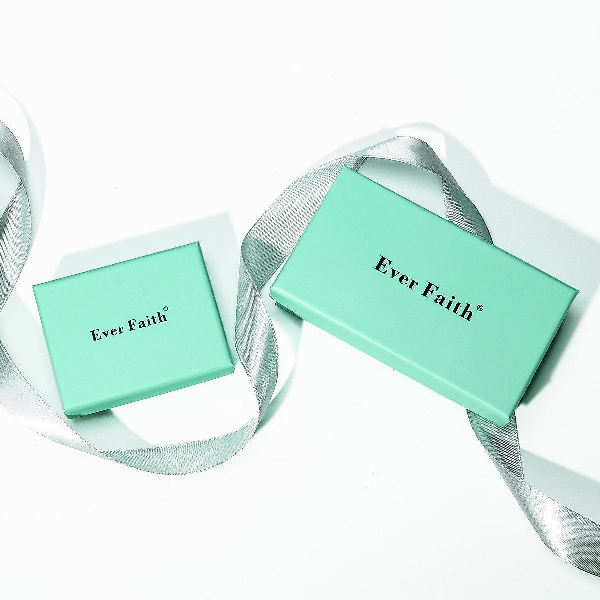 EVER FAITH 925 Sterling Silver Shiny CZ Ring, Engraved Faith Hope Love Sideways Cross Ring for Women -Size 7