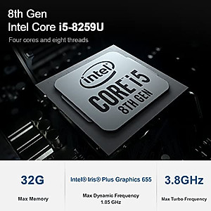 Beelink SEi8 Mini PC,8th Generation Intel Core i5-8259U(4C/8T,up to 3.8GHz),Mini Computer with 16GB DDR4 RAM/1TB SSD,Supports 4K Dual HDMI Display/USB3.0/WiFi5/BT5.0/Auto Power On/for Home/Office