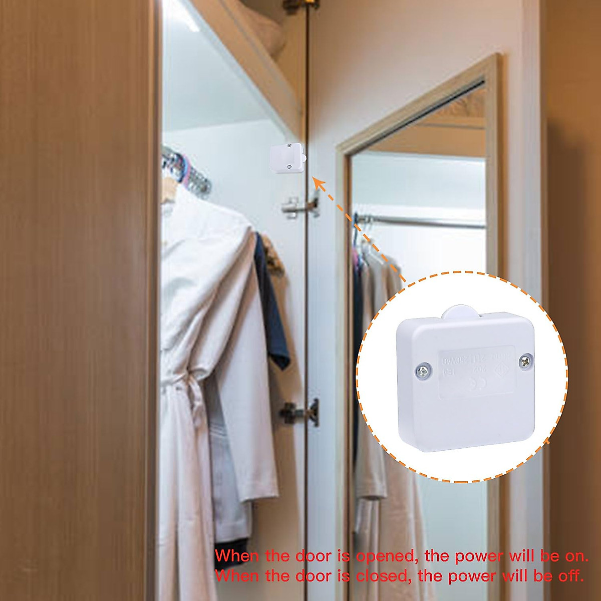 Helunsi Cabinet Door Lamp Switch, 2 Pack Door Switches for Closet Light, ON Off Normally Closed Wardrobe Touch Activated Switch, for Open Close Sliding Pressure Doors Drawers Automatic Switch - White