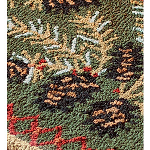 Plow & Hearth 2'x4' Hooked Pine Cone Fireproof Hearth Rug |100% Wool Fireplace Mat | Protect Home Décor Hardwood Floor and Carpet from Sparks and Embers Wood Stove