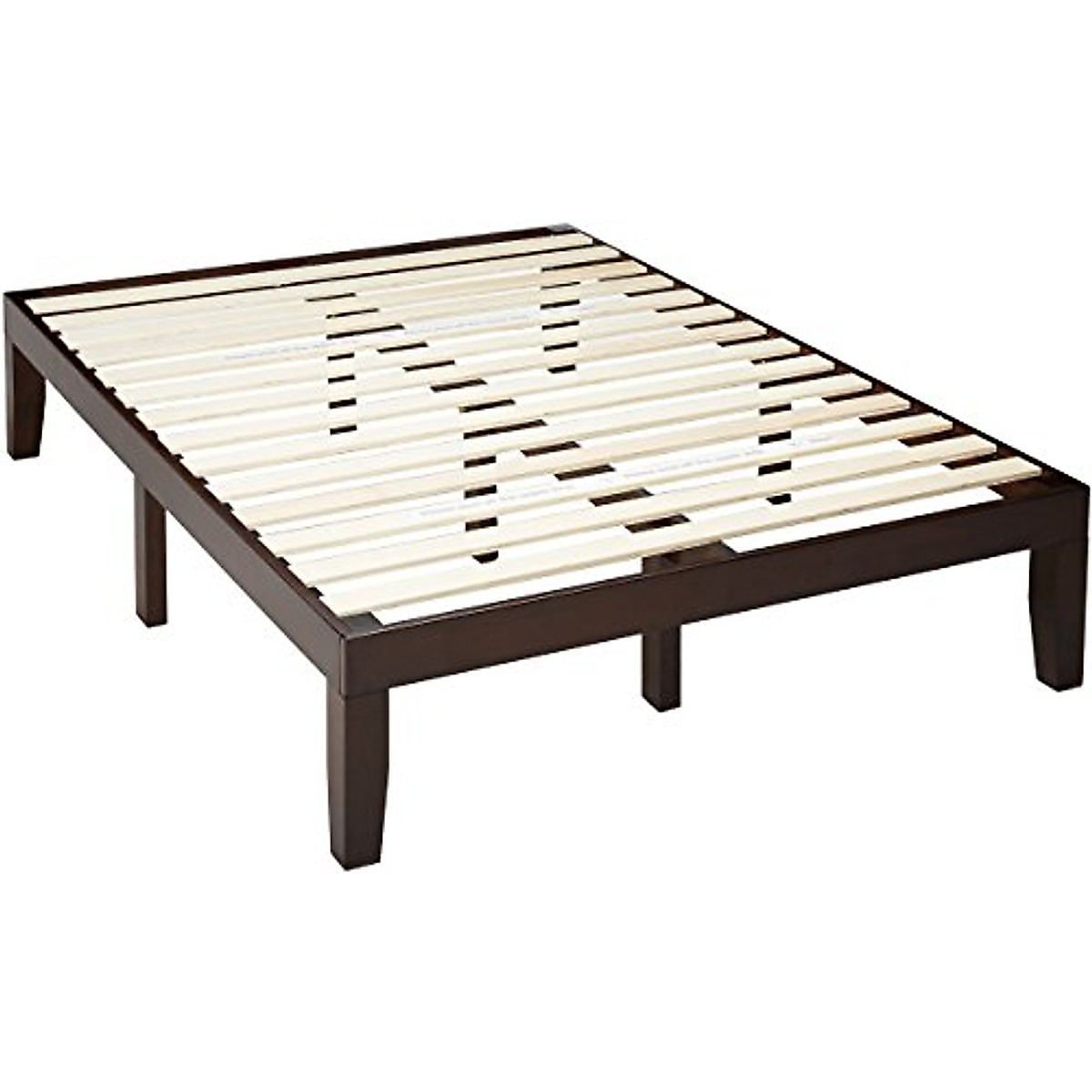 Zinus Moiz 14 Inch Wood Platform Bed / No Box Spring Needed / Wood Slat Support / Dark Brown, Full