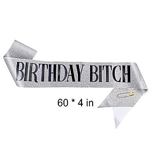 AOPRIE Birthday Crown for Women Birthday Sash Silver Birthday Tiara for Women Princess Crown Rhinestone Happy Birthday Accessories