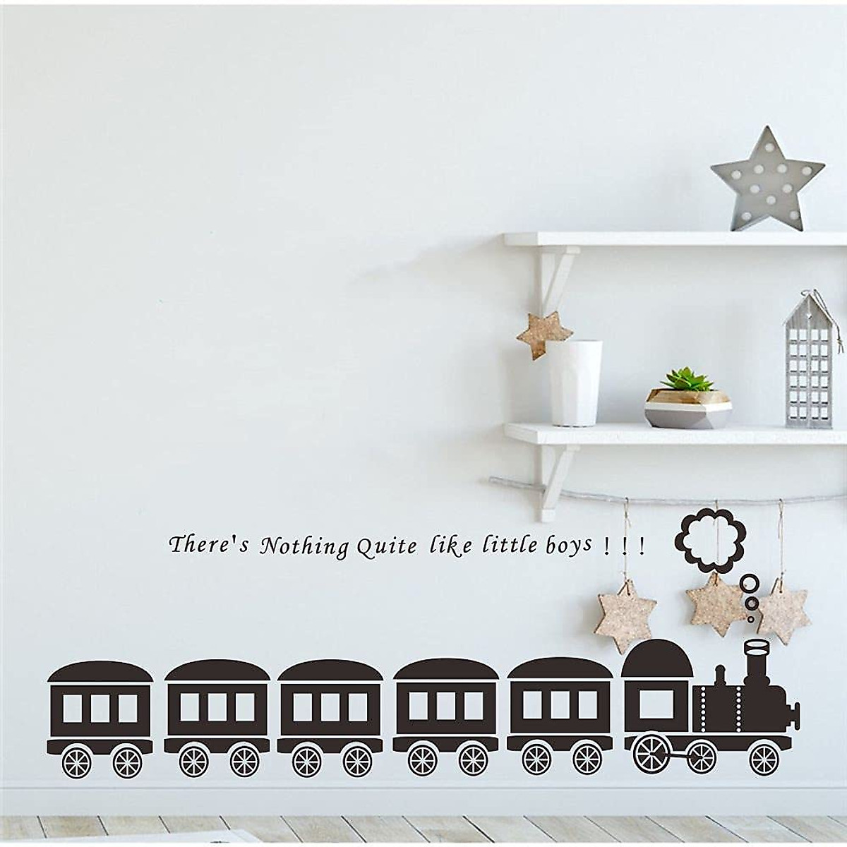 ANFRJJI Train Wall Decal and High-Speed Rail Wall Sticker with Removable PVC - Perfect for Decorating Kids' Rooms, Nurseries, and Student Dorms JWH142 (Black)