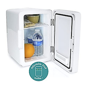 LED Lighted Mini Fridge with Mirror Door, White
