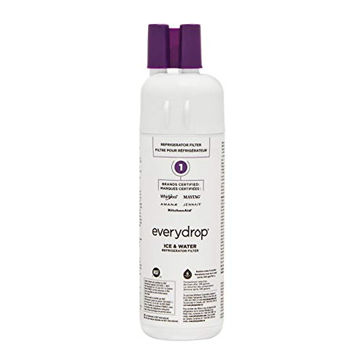 everydrop by Whirlpool Ice and Water Refrigerator Filter 1, EDR1RXD1, Single-Pack , Purple & Affresh Washing Machine Cleaner, Cleans Front Load and Top Load Washers, Including HE, 6 Tablets