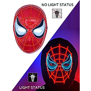 RIDDIM Spider Led Mask for Kids, Super Hero Cosplay, Light up Scream Mask for Carnival, Halloween
