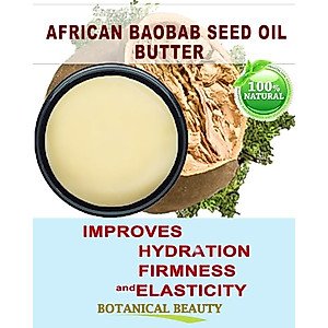 Botanical Beauty BAOBAB SEED OIL BUTTER 100% Natural RAW VIRGIN UNREFINED for Skin, Hair, Lip and Nail Care. 8 Fl. oz. - 240 ml. Rich in Vitamin E