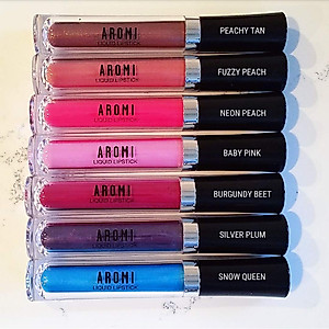 Aromi Tan Metallic Liquid Lipstick | Sepia Bronze Lip Color with Shimmery Finish, Vegan, Cruelty-free, Long-Lasting, Smudge-Proof, Handmade (Peachy Tan)