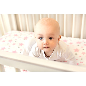 My Tiny Tot Baby Crib Sheets Boy or Girl (2 Pack) – Organic Cotton Fitted Crib Sheet Set for Baby Crib Mattress – Extra Soft, Premium Baby Nursery Bedding – Pink